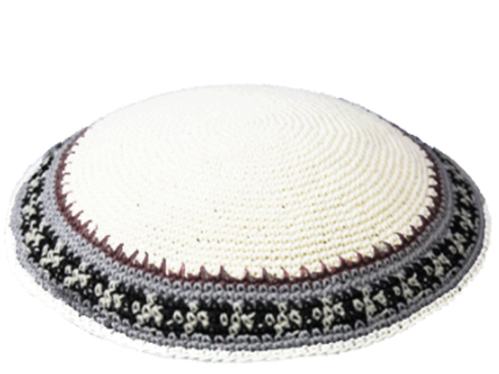 White Knitted With Black Border Kippah Jewish Skull Cap for Wedding ...