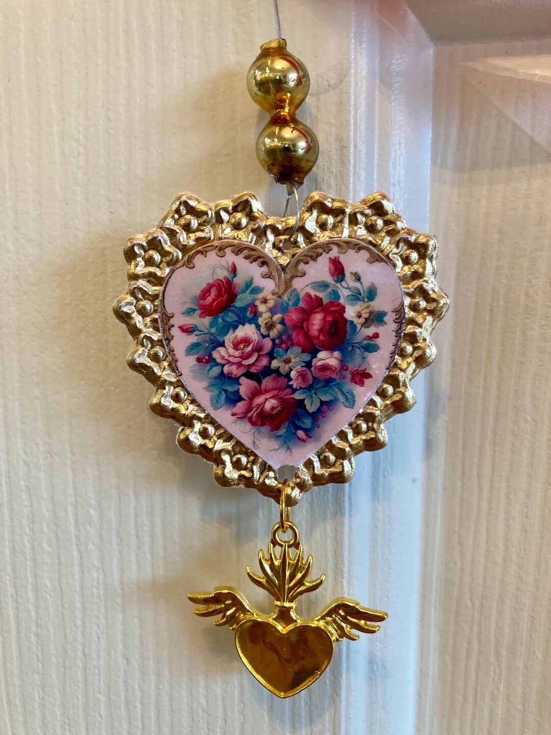 Vintage Inspired Valentine German Dresden Ornament, Hearts, Angel ...