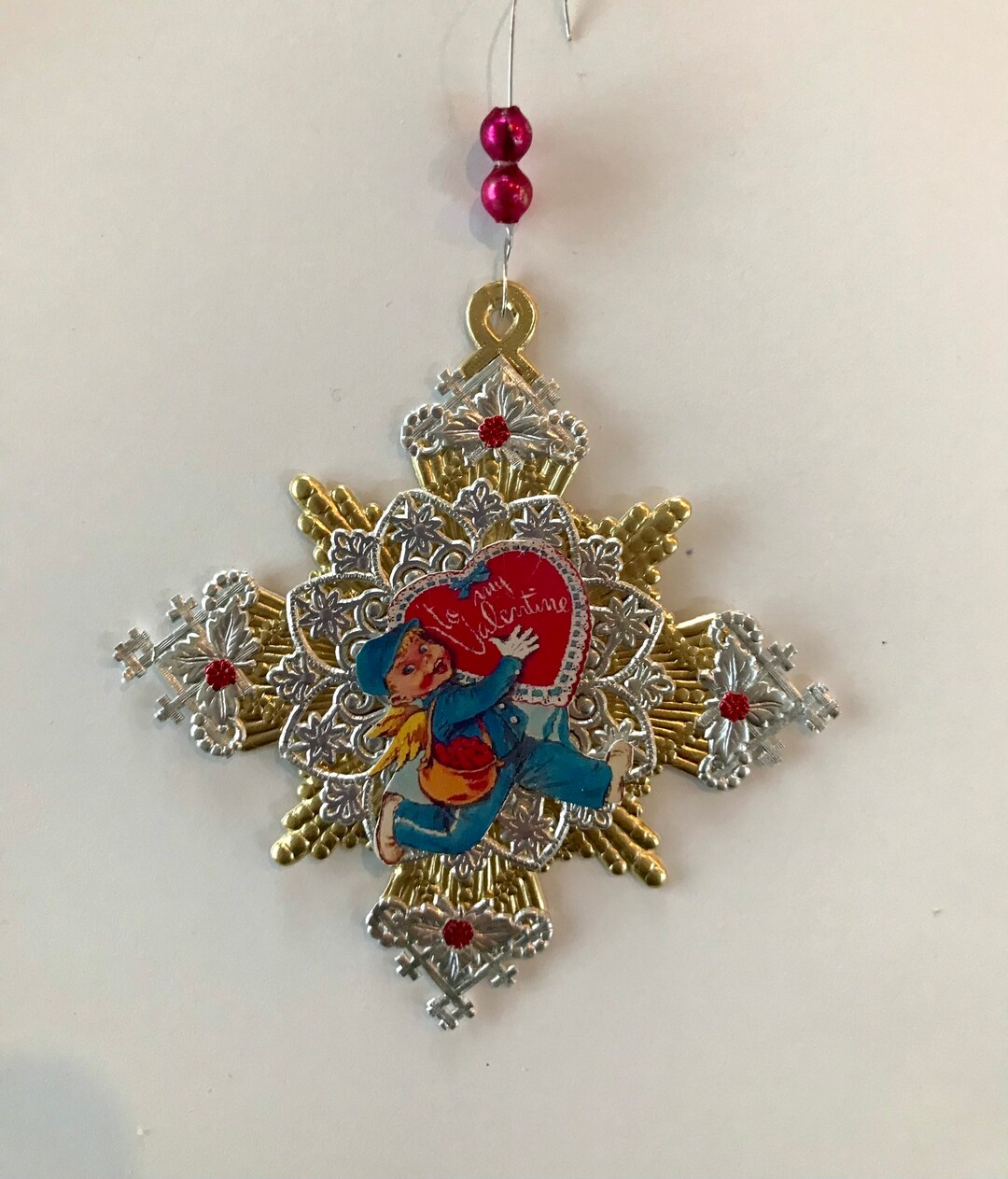 Vintage Inspired Valentine German Dresden Ornament, Mail Man, Love ...