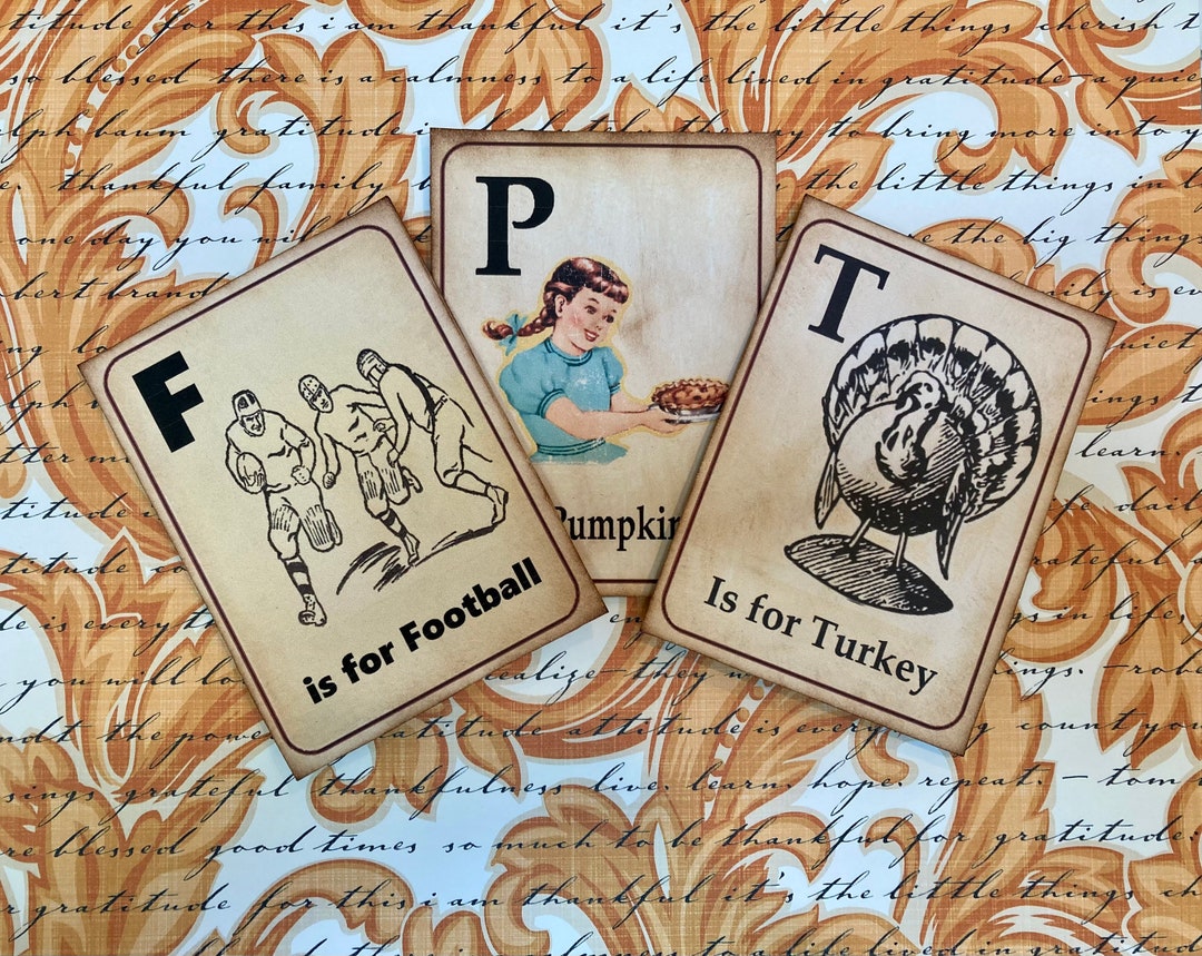Thanksgiving/fall Flash Cards, Tiered Tray Decor, Vintage Inspired ...