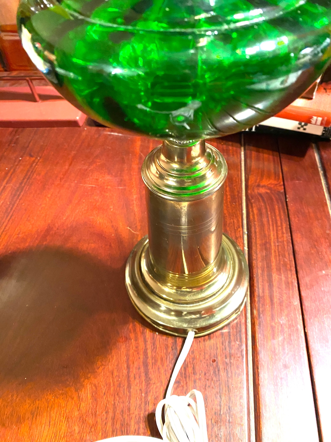 Hollywood Regency Vintage Emerald Green Glass Globe Brass - Etsy