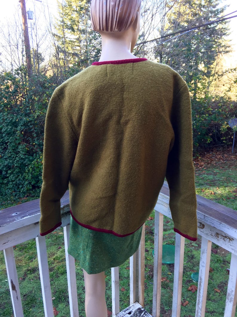 Vintage Military Olive Green Maroon Tyrolean Boiled Wool Ski - Etsy