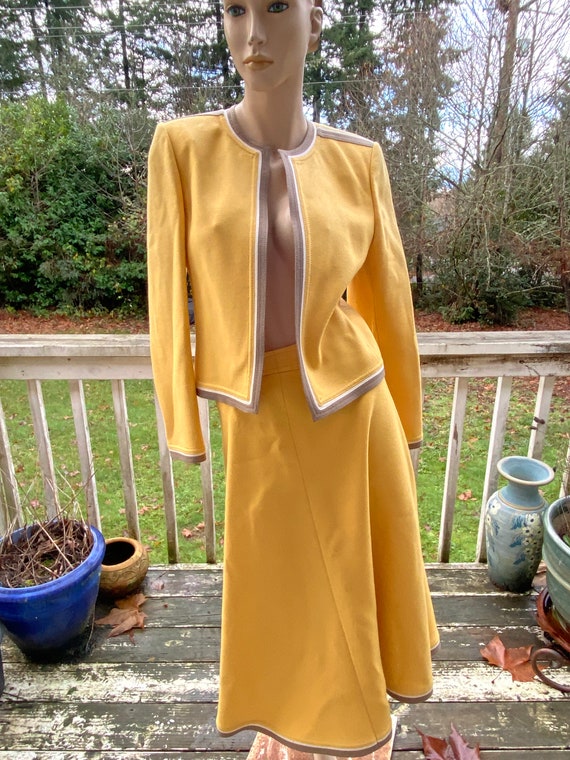 Y2K Does 60s Mod Lemon Yellow Wool Crop Jacket Swing … - Gem