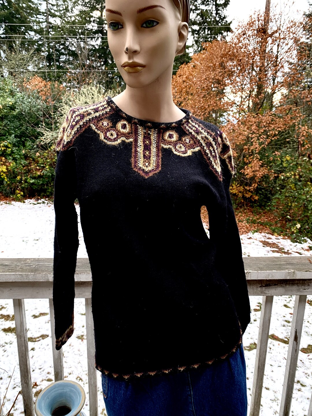 Vintage the Villager Ethnic Moroccan Wool Bohemian Tribal Pullover ...