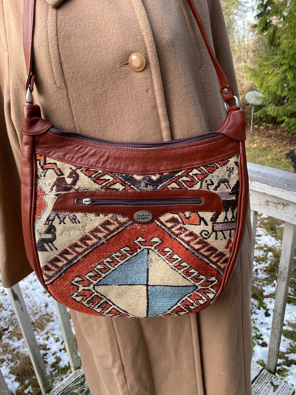 Handmade Hobo Vtg Turkish Delight Silk Wool Rug Leather | Etsy