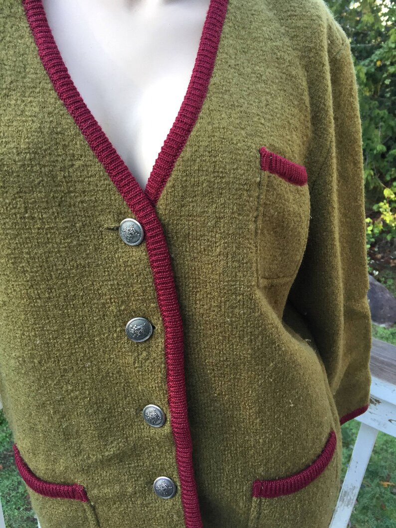 Vintage Military Olive Green Maroon Tyrolean Boiled Wool Ski - Etsy