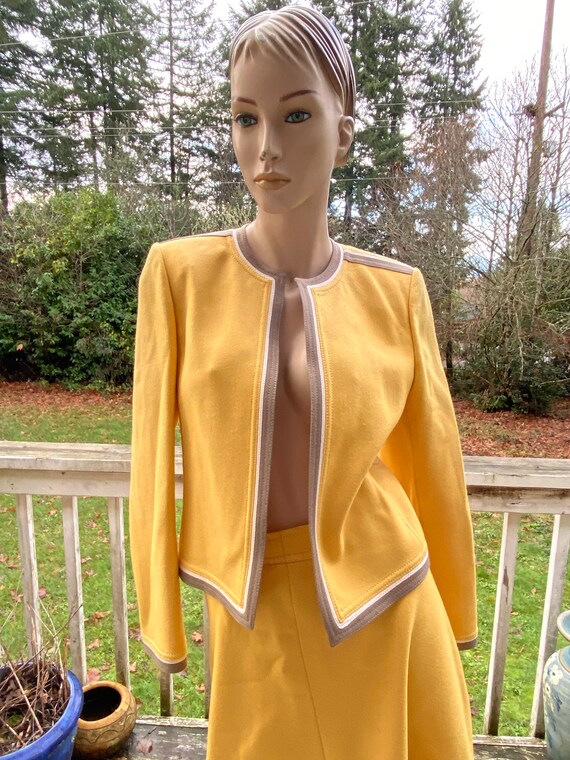 Y2K Does 60s Mod Lemon Yellow Wool Crop Jacket Swing … - Gem