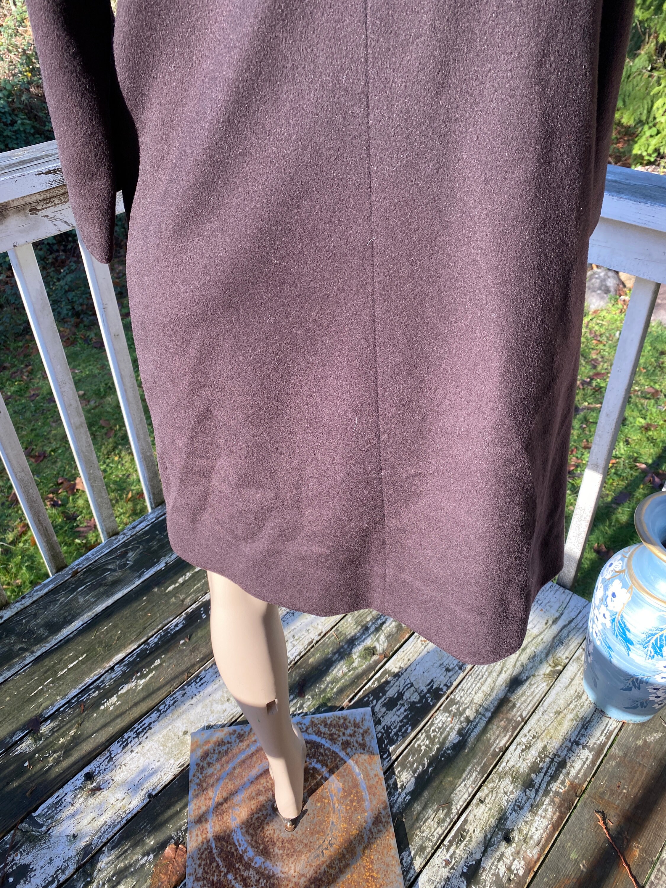 Brown wool cashmere Ebonique 60s fur collar coat | Etsy