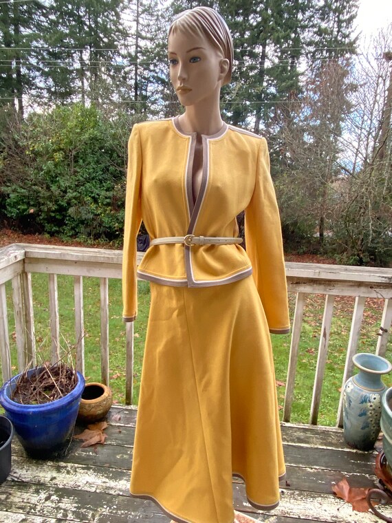 Y2K Does 60s Mod Lemon Yellow Wool Crop Jacket Swing … - Gem