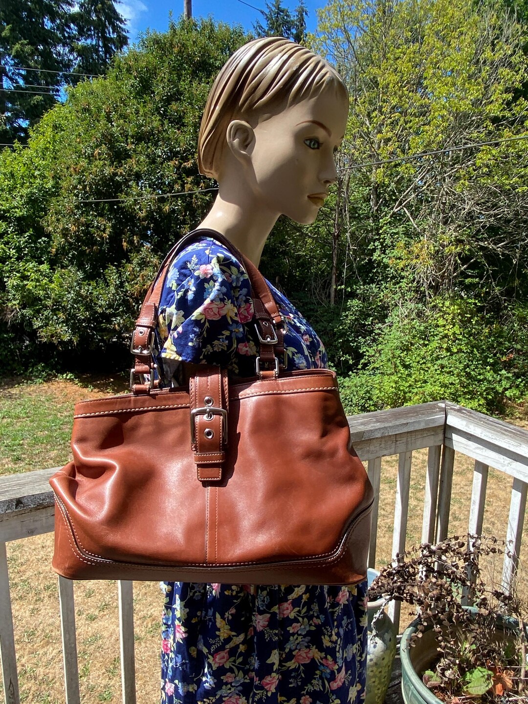Vintage Large Coach Soft Leather Toffee Brown Hampton Carry All ...