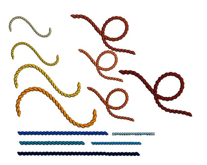 Ropes Set Machine Embroidery Design in Multiple Sizes. Swirl Rope ...