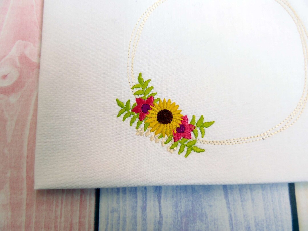 Floral Frame Machine Embroidery Design in 4 Sizes. Floral Drawn Machine ...