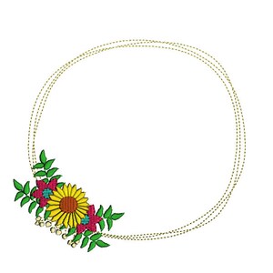 Floral Frame Machine Embroidery Design in 4 Sizes. Floral Drawn Machine ...