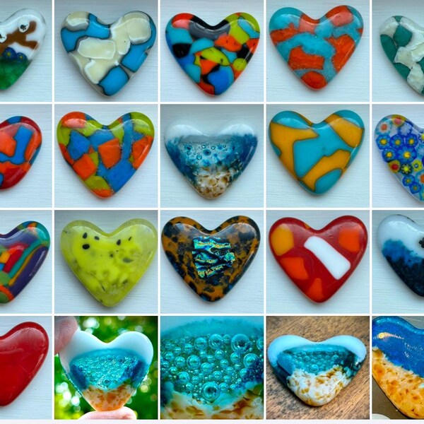 Glass Hearts - Etsy
