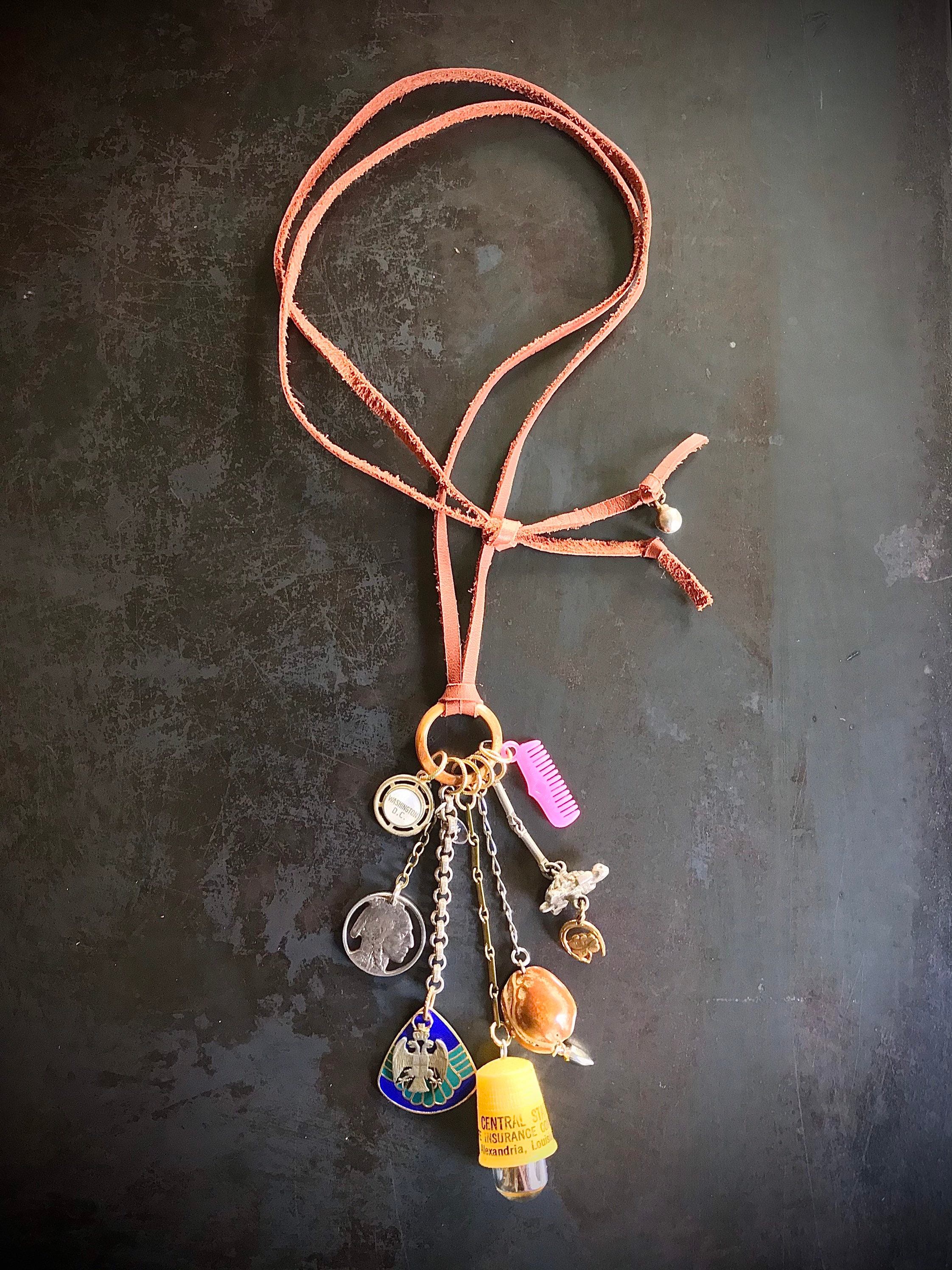 Yellow Thimble Indian Head Chatelaine Charm Necklace - Etsy