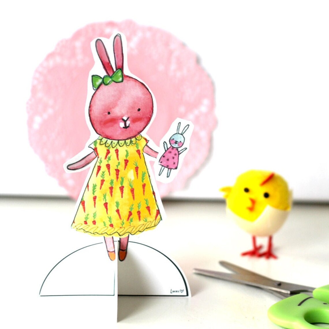 Easter Bunny Paper Doll Printable Dressed Doll of Pinecone | Etsy