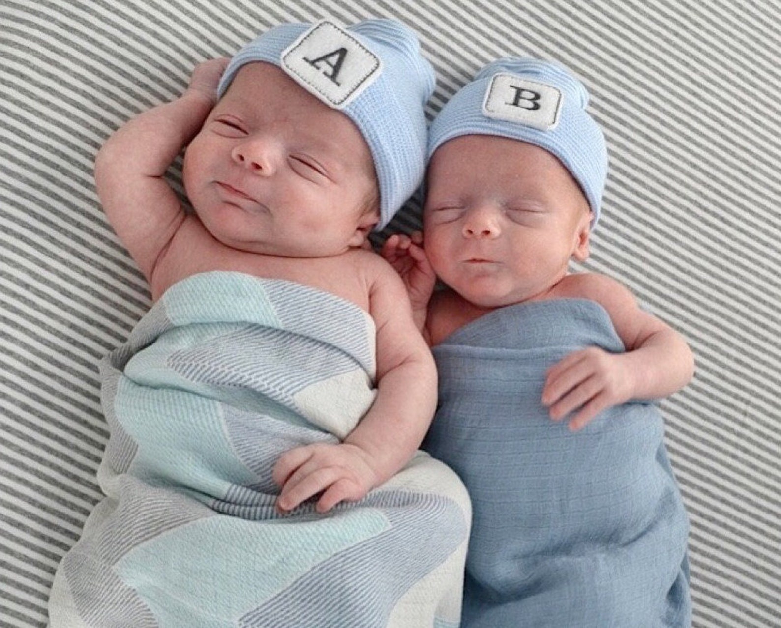 Personalized "baby A" and "baby B" Newborn Hats for Twins. Newborn Hats ...