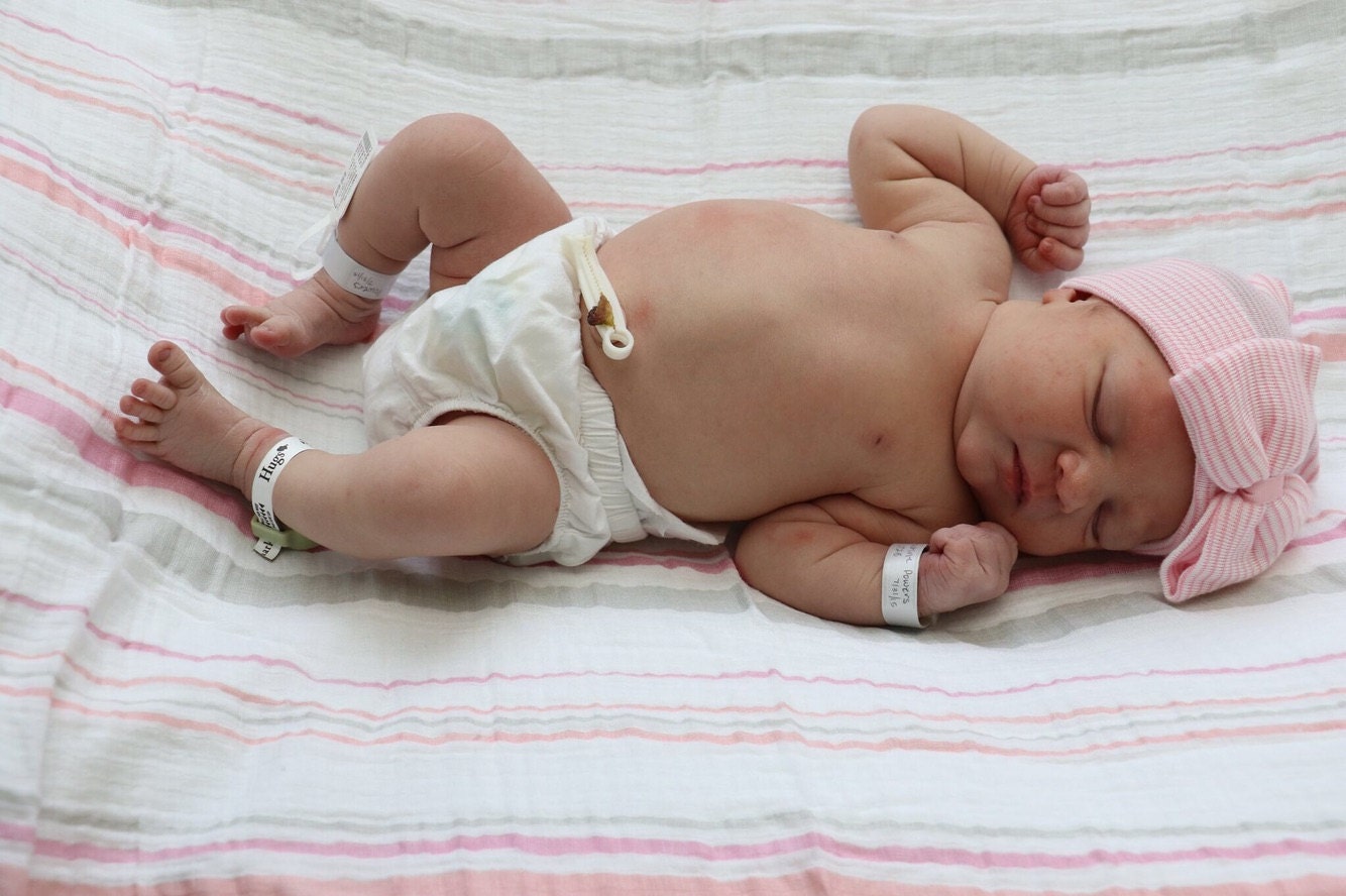 Pink and White Hospital Newborn Beanie With Matching - Etsy
