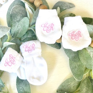 Monogram Newborn Hospital Gift Set. Newborn Hat, Mitten and Sock Set ...