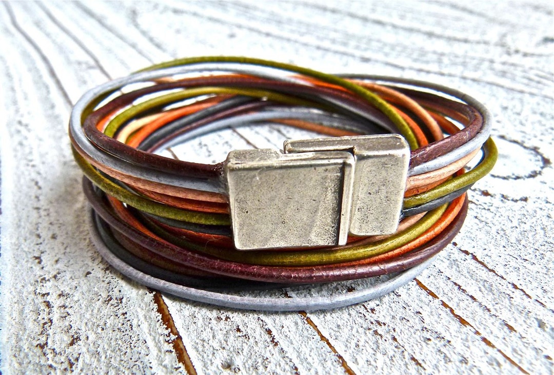 Leather Bracelet #10, Multi-strand,ladies Bracelet, Handmade Jewelry ...