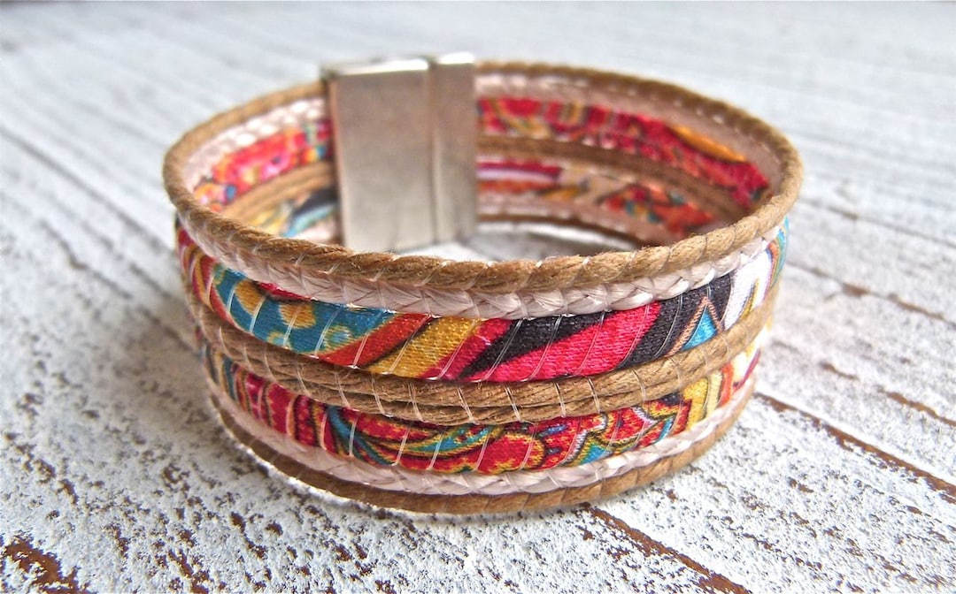 Cotton Bracelet #11, Bracelet Made of Colored Fabric,ladies Bracelet ...