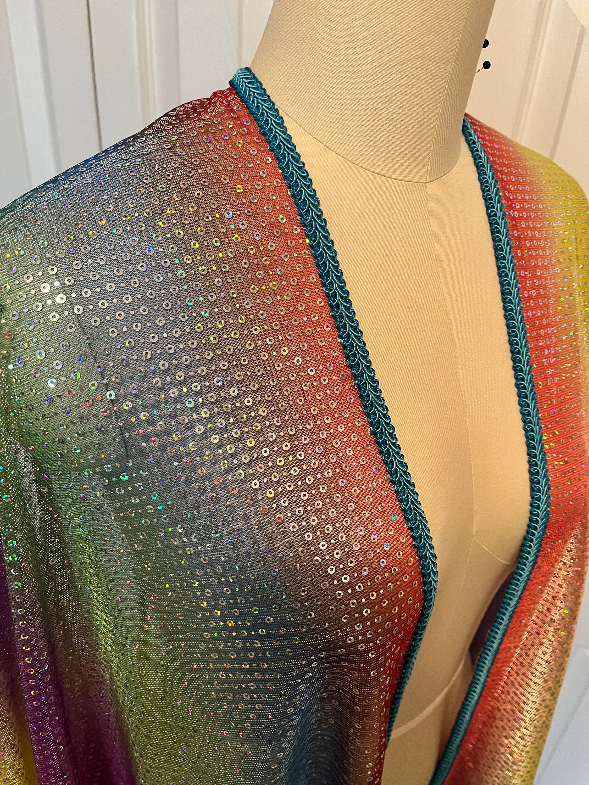 Rainbow Sequin Gay Pride Drag Queen Cape Shawl Stevie Nicks Clothing #2 ...