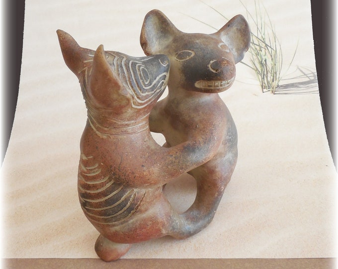 Mexican Colima Dancing Dogs Pottery Figurine Statue Excellent Condition ...