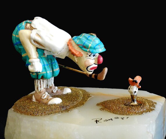 Ron Lee Clown Golfer Sculpture 1980's Collectible Clown - Etsy