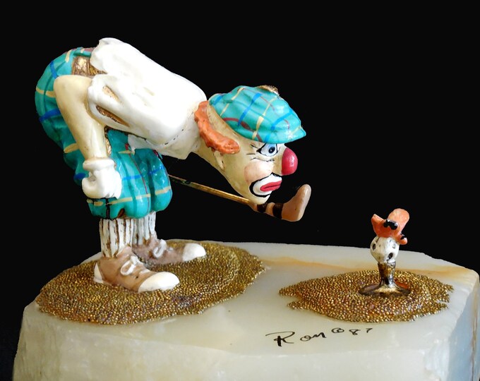 Ron Lee Clown Golfer Sculpture 1980's, Collectible Clown Art, Golfing ...