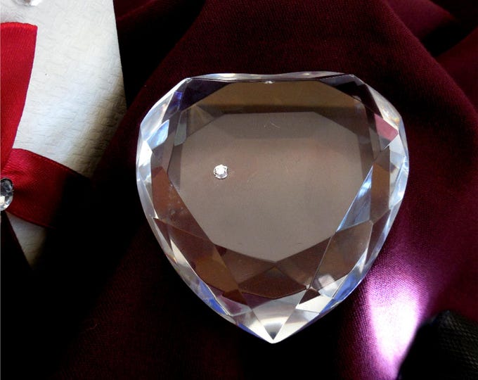 Vintage Crystal Faceted Heart Paperweight by ROSENTHAL Signed GIFT ...