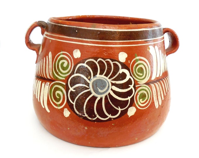 Mexican Olla Bean Pot, Red Clay Pottery Made in Mexico Rustic Kitchen ...
