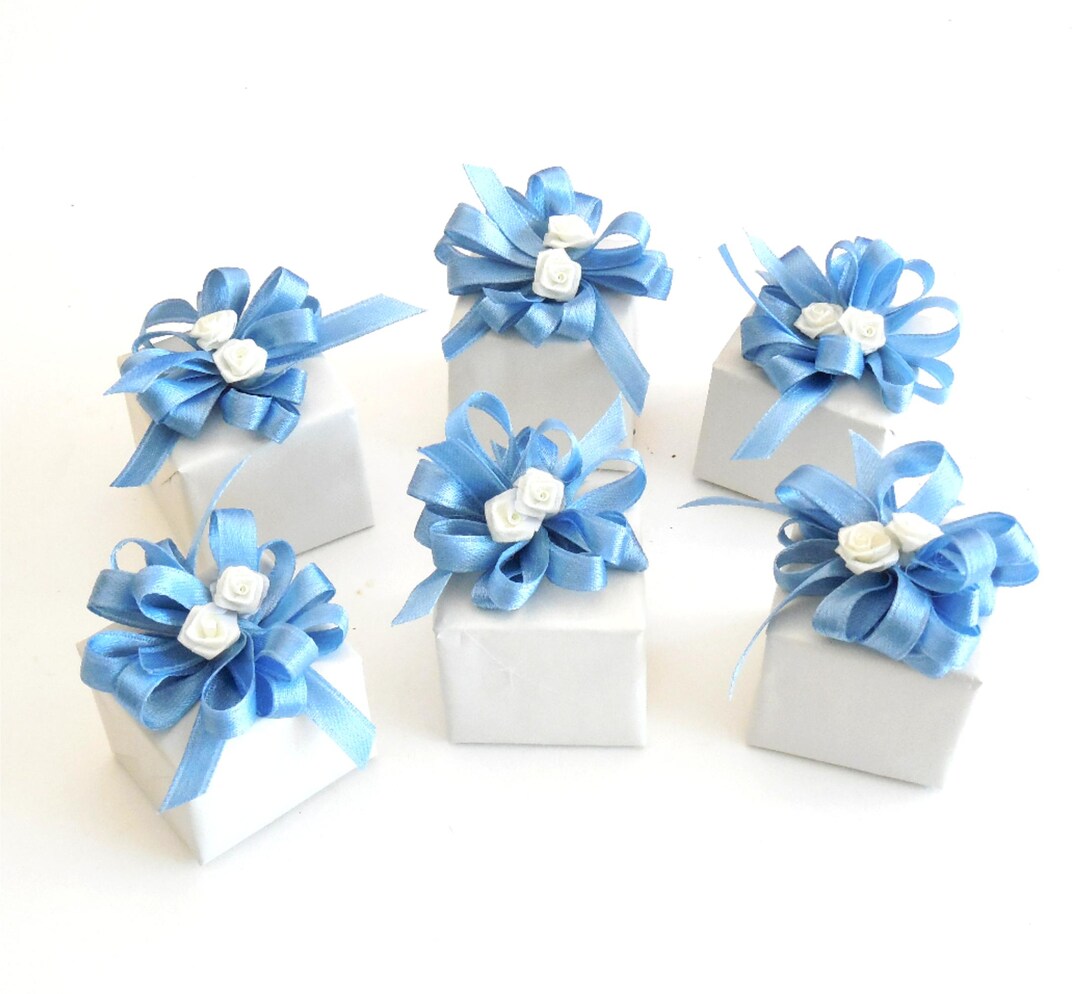 6 Handmade Mini Gift Packages, Small Blue 1 1/2" Blue Presents for Doll ...