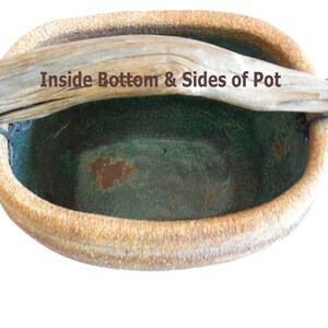 Vintage Rustic Stoneware Pot With Wood Handle Unique Studio Pottery - Etsy