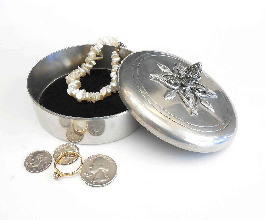 Williamsburg Pewter Trinket Box, Handmade Shirley Pewter Velvet Lined ...