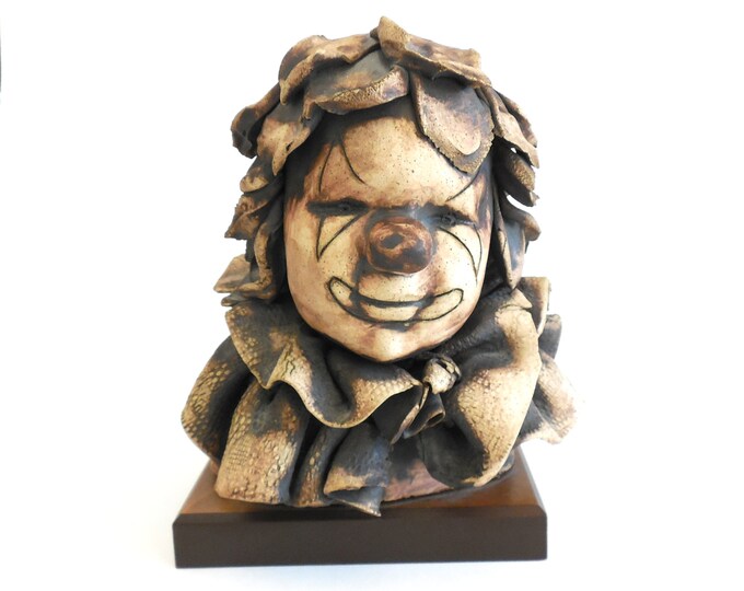 Clay Clown Sculpture, Arlene Siegel Pottery 1980s, Handmade Clay Clown ...
