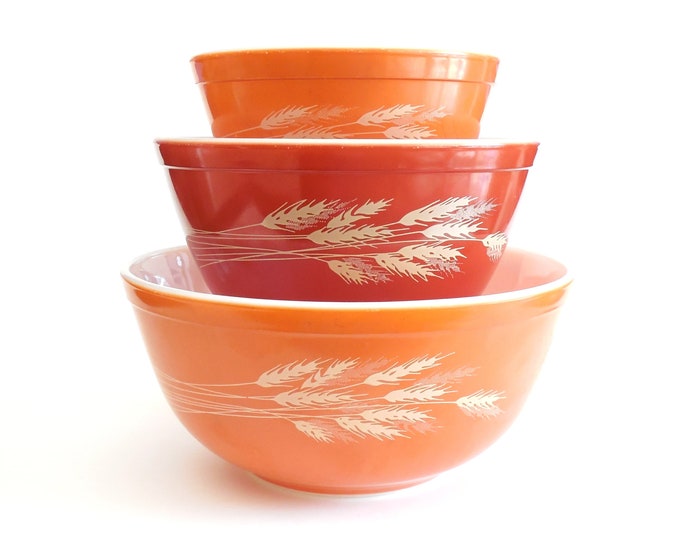 Pyrex Autumn Harvest Mixing Bowl Set 3 Pcs 401 402 403 Retro Kitchen ...