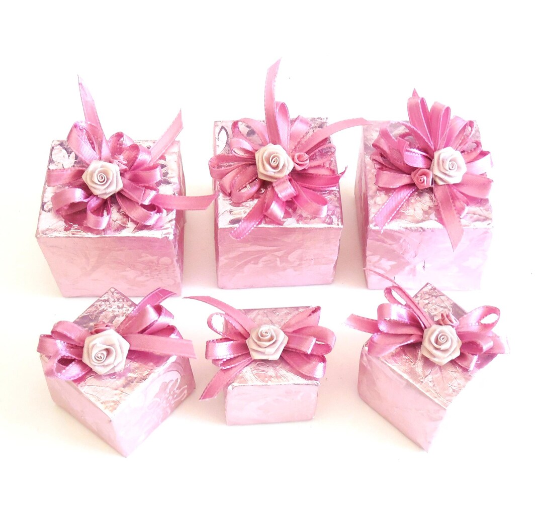 Handmade Mini Gift Packages 6 Pcs Small 1 1/2" - 2" Pink Presents for ...