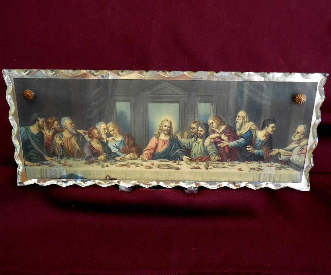 Vintage Last Supper on Mirrored Glass With Wavy Edges 10 X 4 Wall ...