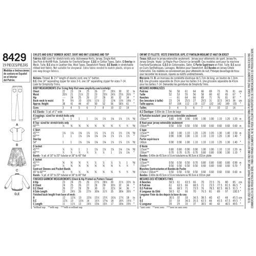 Simplicity Pattern 8429 Child's/girls' Bomber Jacket, Skirt, Leggings ...