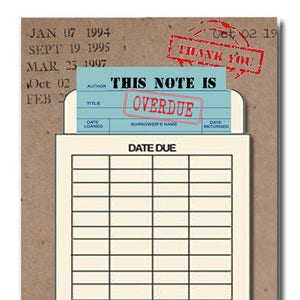 This Note is Overdue. Book Themed Thank You Card With a Vintage Book ...