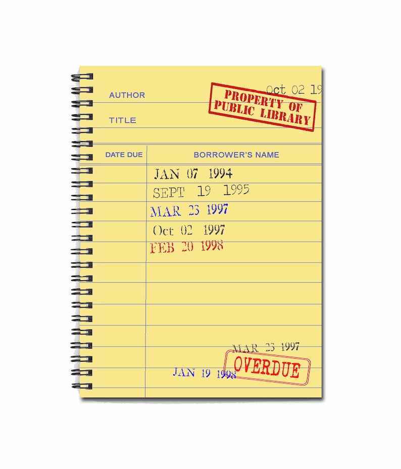 Library Card 80 page Note Book Book Lover Gifts Literary | Etsy