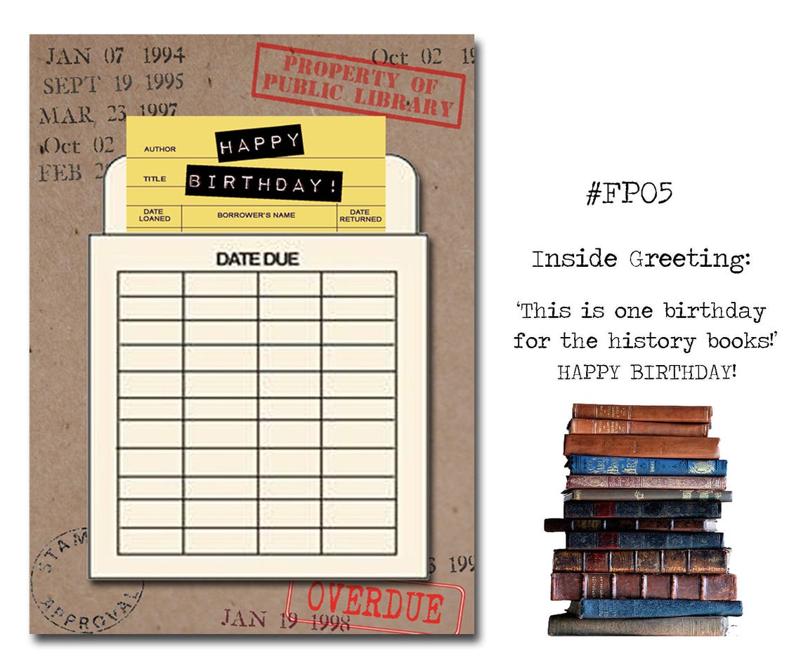 Happy Birthday. Book Themed Birthday Card With a Vintage Book - Etsy