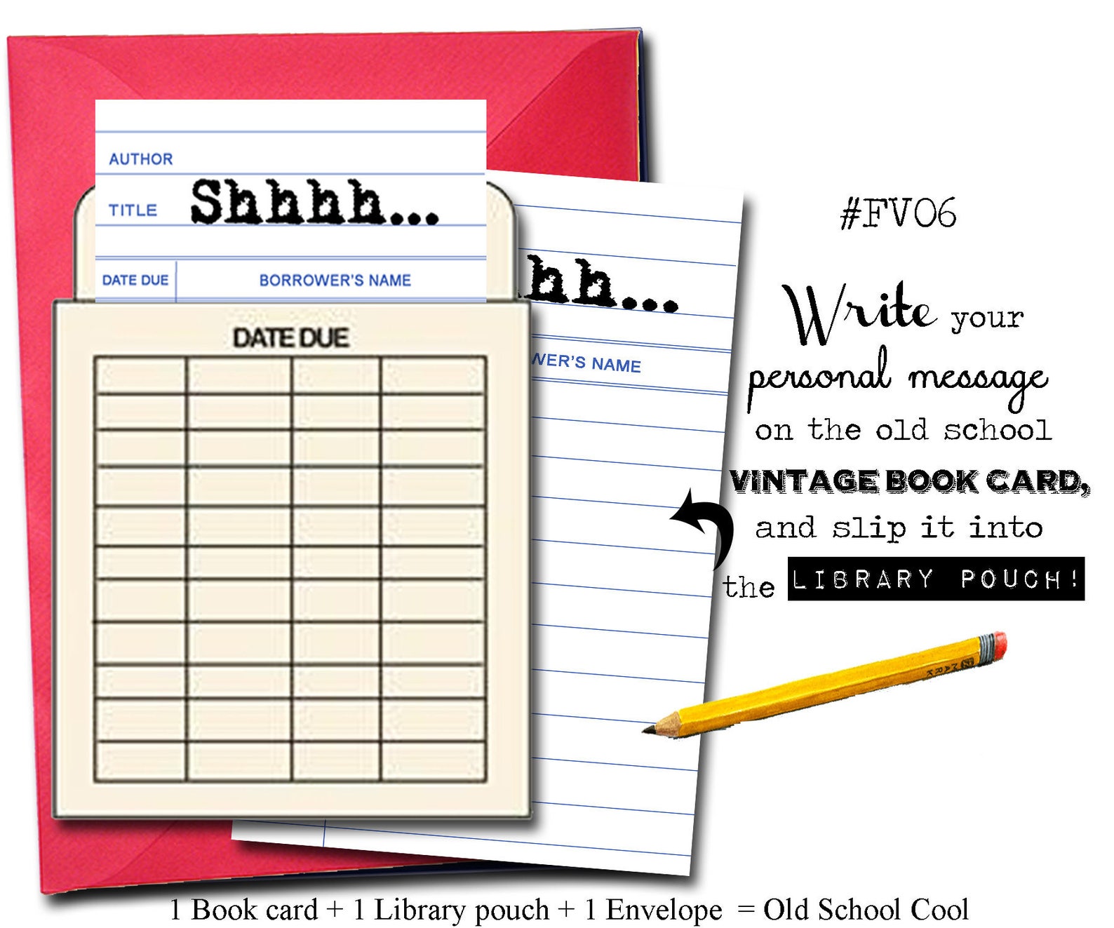 Shhhh... . Book Themed Greeting Card With a Vintage Library - Etsy