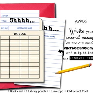 Shhhh... . Book Themed Greeting Card With a Vintage Library Pocket and ...