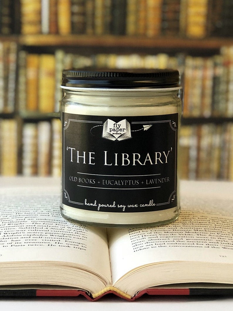 The Library Soy Candle Old Books Eucalyptus Lavender as - Etsy
