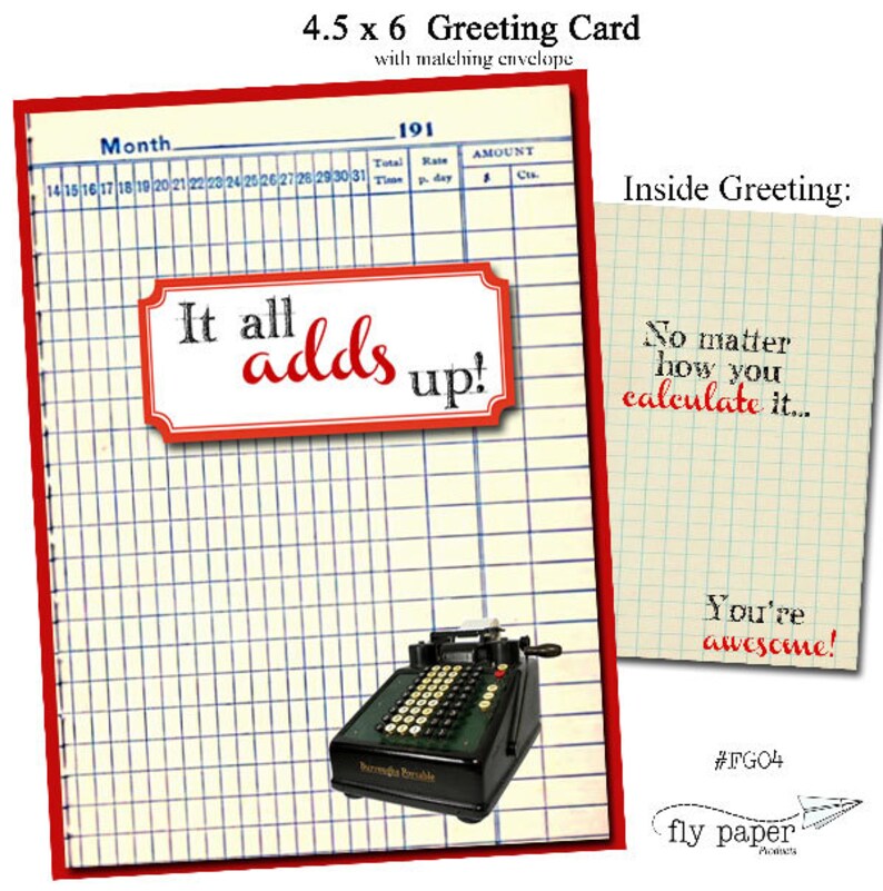 It All Adds Up Math Geek Themed Thank You Card. Math Nerd - Etsy
