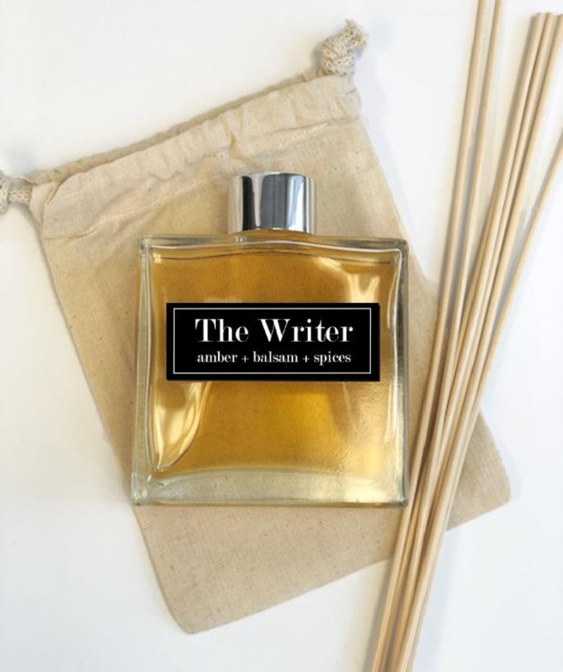 The Writer - 7oz Reed Diffuser Set - Amber + Balsam + Spices - Book ...