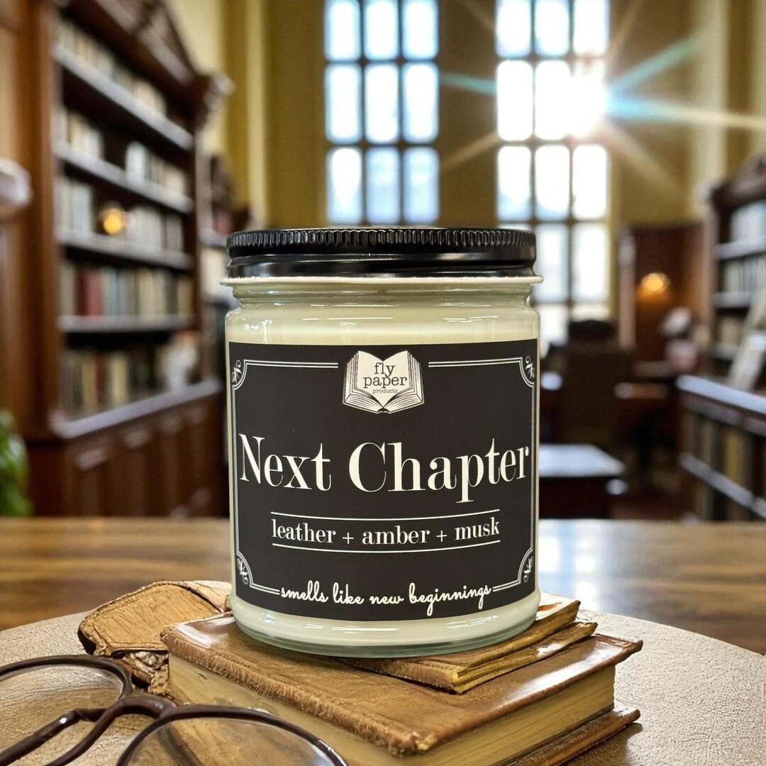 New Scent! Next Chapter Soy Candle - Leather + Amber + Musk - Gift for ...