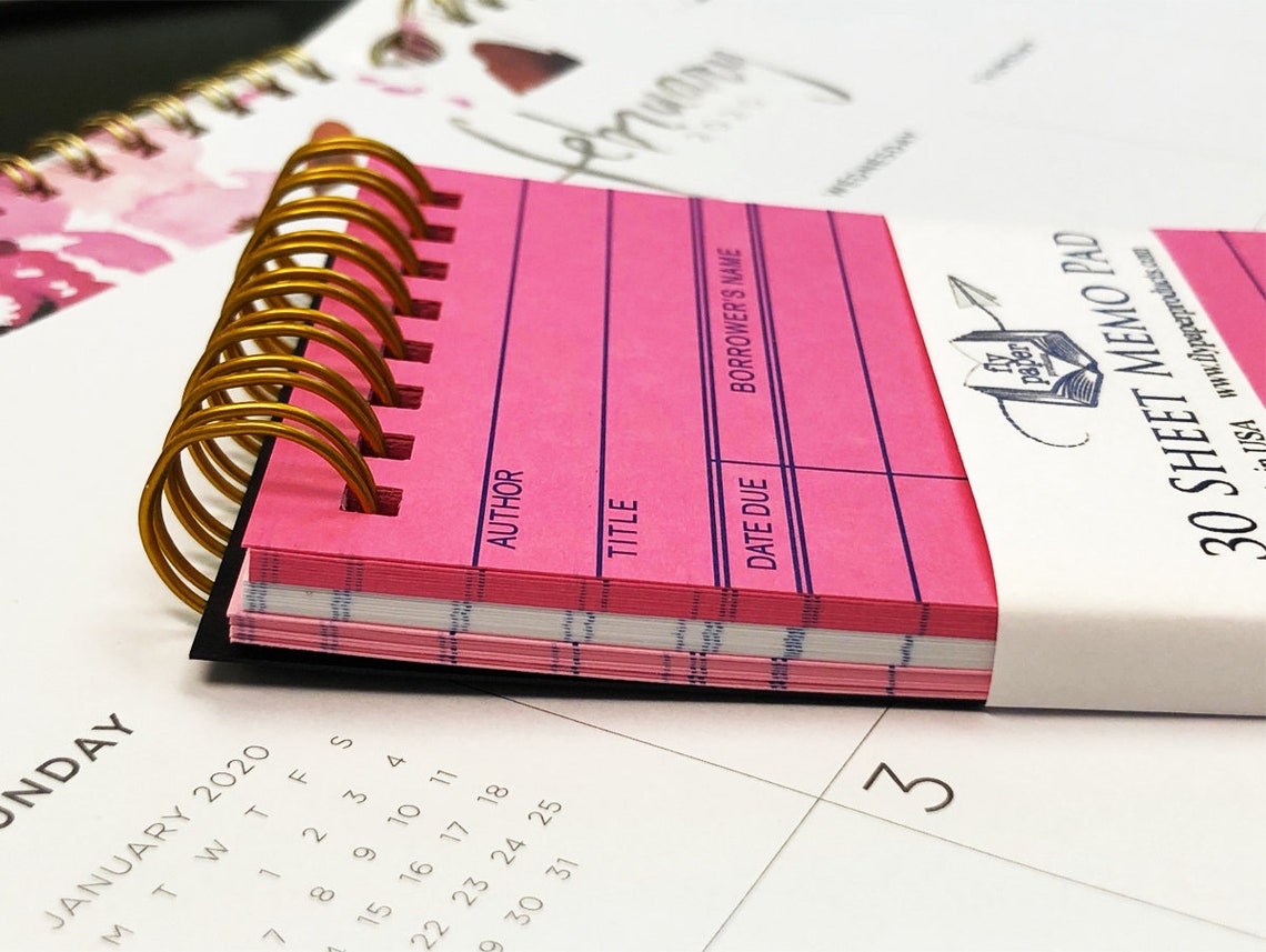 Pink Library Card 30 Sheet Memo Pad Gifts for Librairans - Etsy