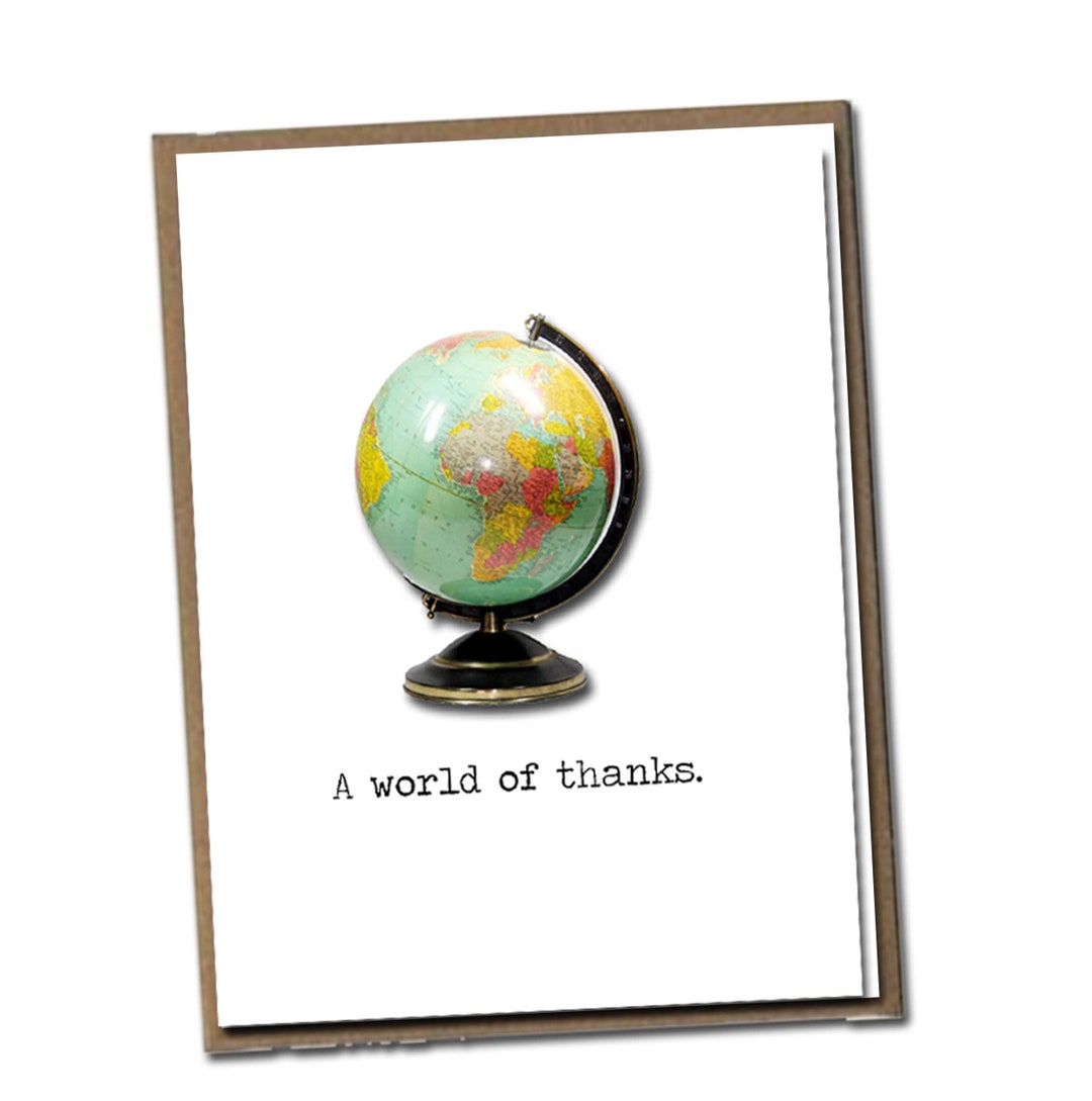 A World of Thanks. Classic Linen Series Greeting Card- Blank Inside ...
